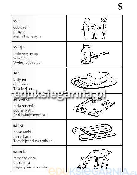 Materiał wyrazowo-obrazkowy do utrwalania poprawnej wymowy głosek s, z, c, dz - Eduksiegarnia.pl