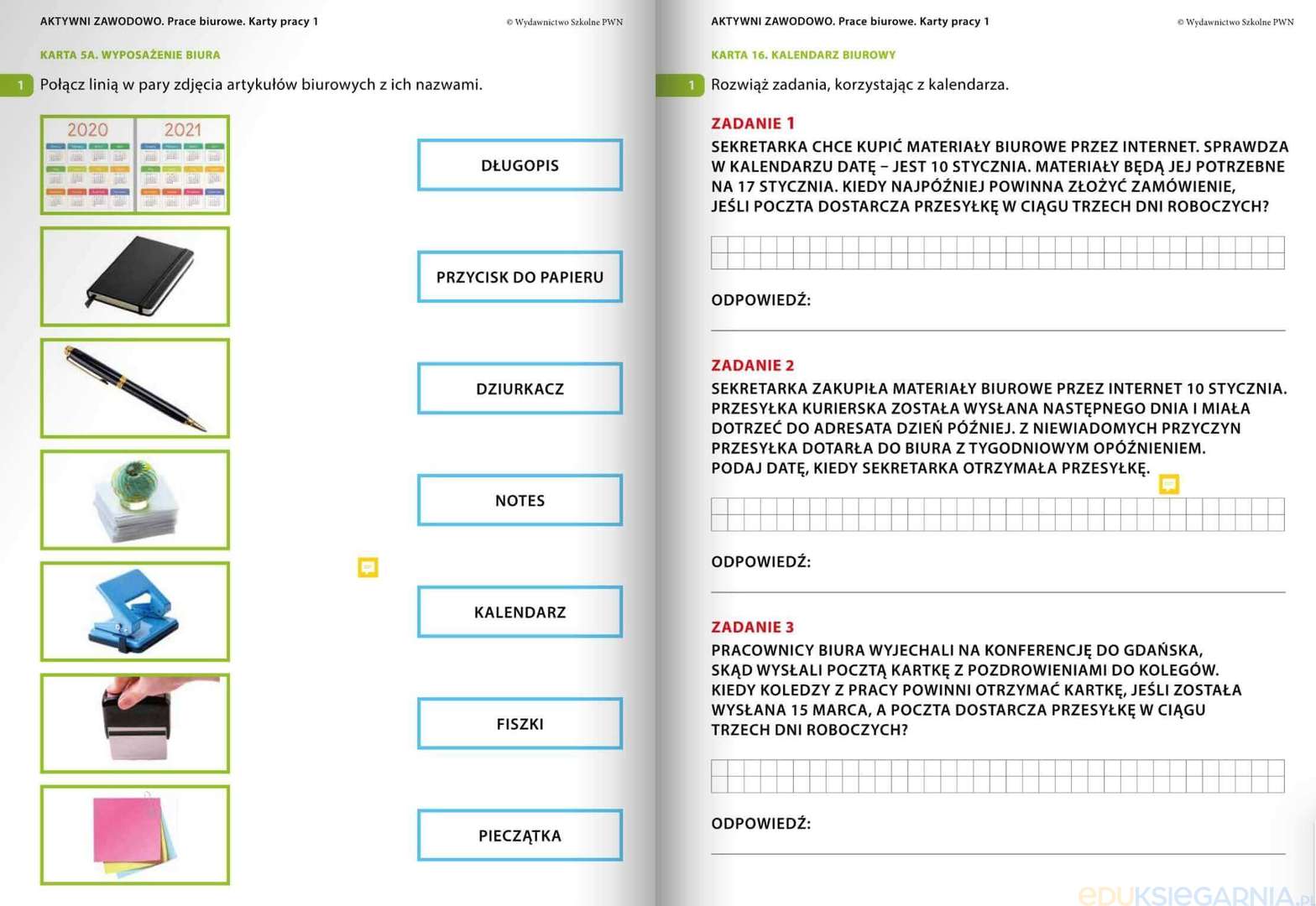Pewny Start. Aktywni zawodowo. Prace biurowe. Karty pracy 1 ...
