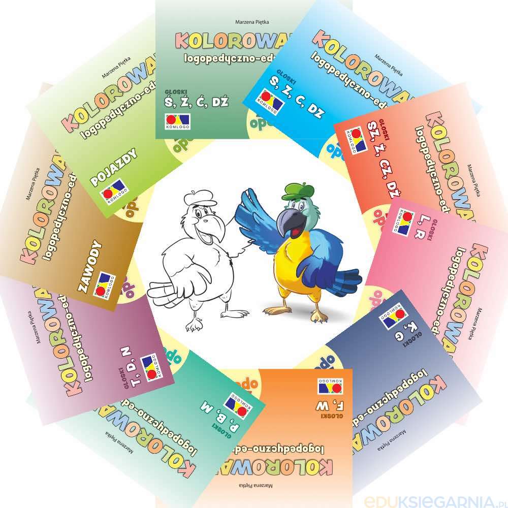 Papuga Aga opowiada. Kolorowanki logopedyczno-edukacyjne. Część 1-10 ...