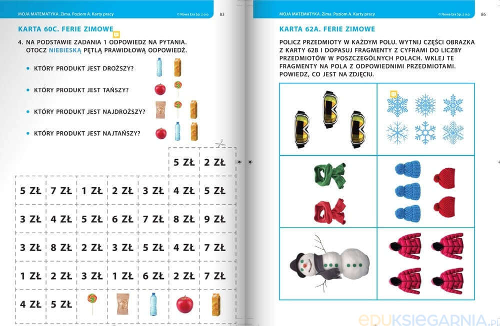 Pewny start. Moja matematyka. Karty pracy. Zima. Poziom A - Eduksiegarnia.pl