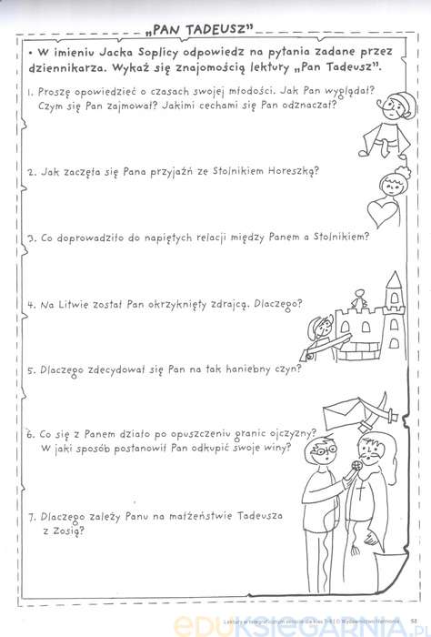 Lektury w teleGRAFICZNYM skrócie dla klas 7–8. Rysunkowe karty pracy - Eduksiegarnia.pl
