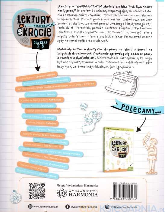 Lektury w teleGRAFICZNYM skrócie dla klas 7–8. Rysunkowe karty pracy - Eduksiegarnia.pl