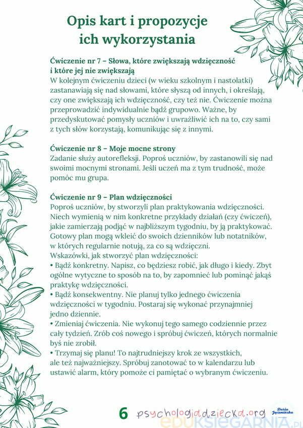 Potęga wdzięczności. Jak uczyć dziecko wdzięczności? Karty pracy dla nauczycieli, psychologów ...