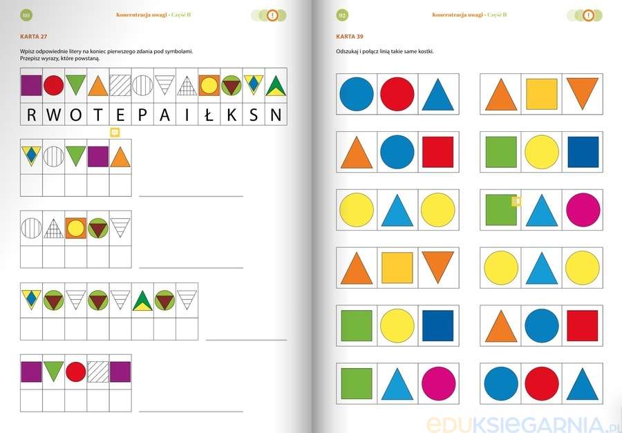 Funkcje psychofizyczne. Koncentracja uwagi. Karty pracy. Poziom 1 ...
